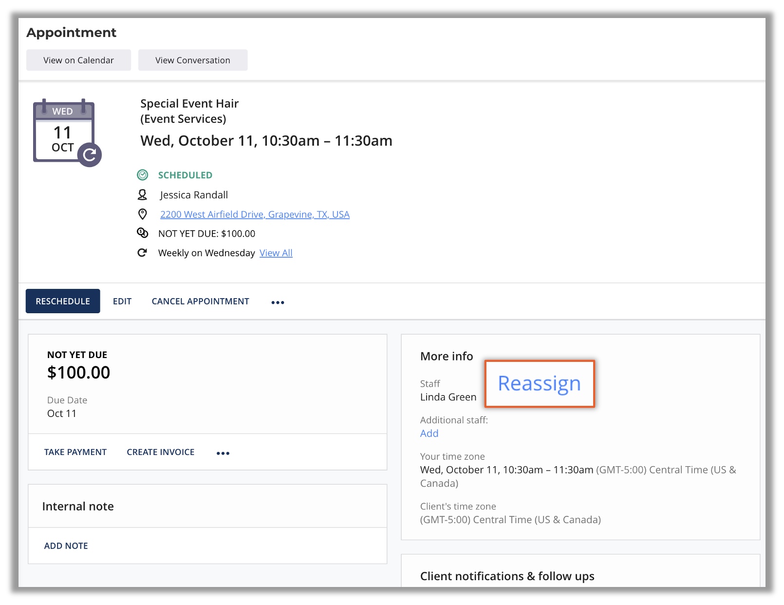 Assign An Appointment to a Staff Member – Thryv