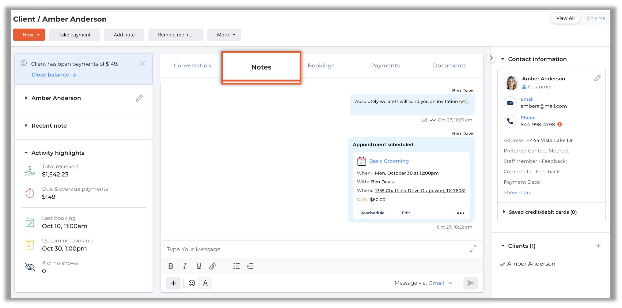 Add A Note to a Client Card – Thryv