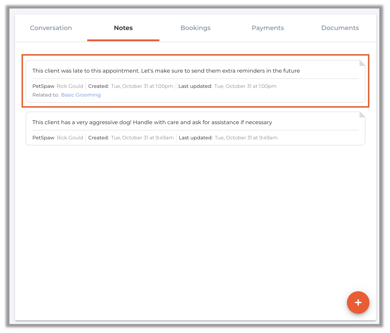 Add A Note to a Client Card – Thryv
