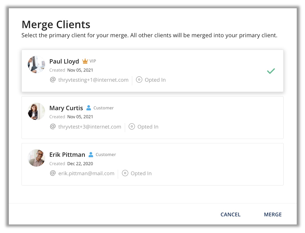 Merge Client Contacts – Thryv