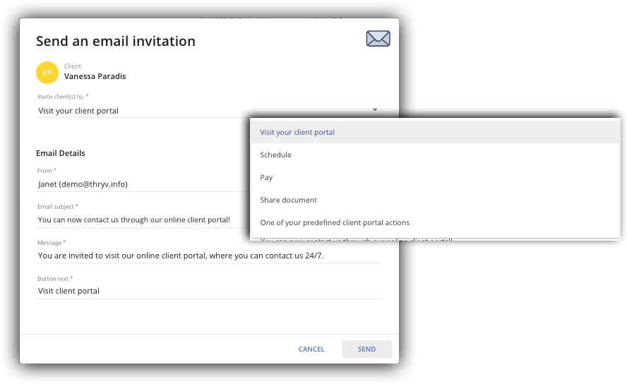 Invite your Clients to Your Client Portal – Thryv