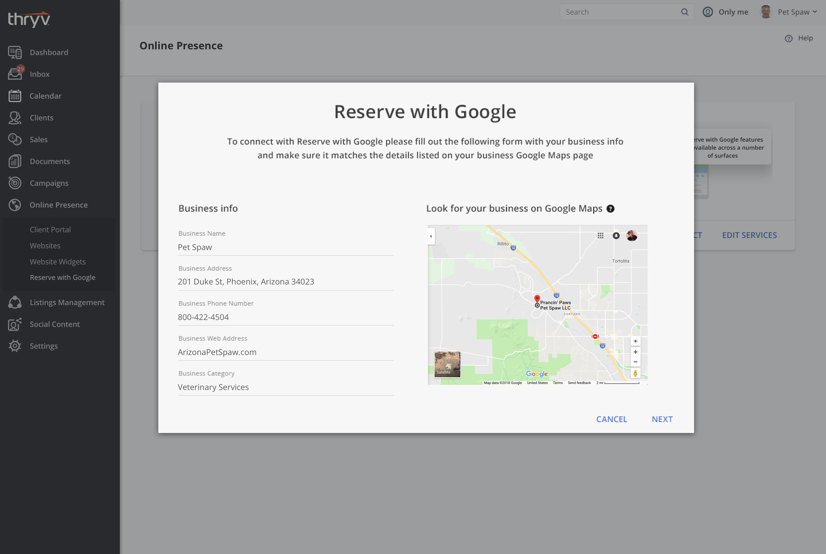 Activate Reserve with Google – Thryv