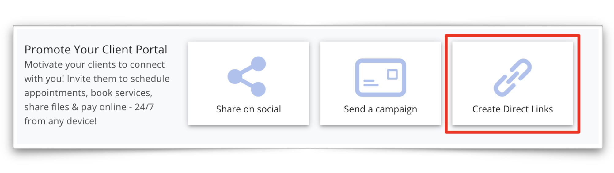 Direct Client Portal call-to-action link – Thryv