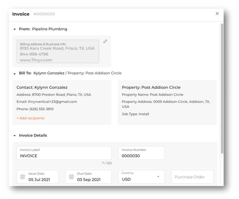 Create Invoices – Thryv
