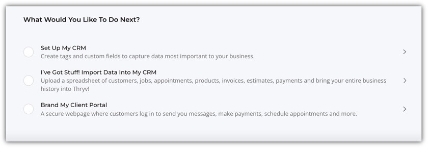 Onboarding Wizard – Thryv